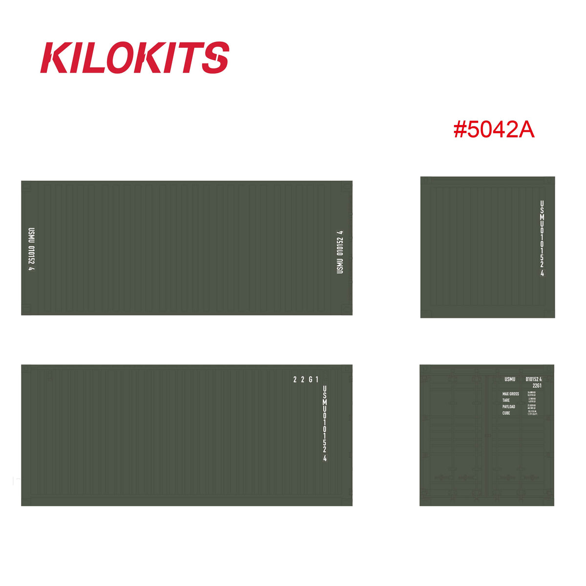KILOKITS 1:35 20ft Container Model Kits Decorated Dark Green #5042A ...