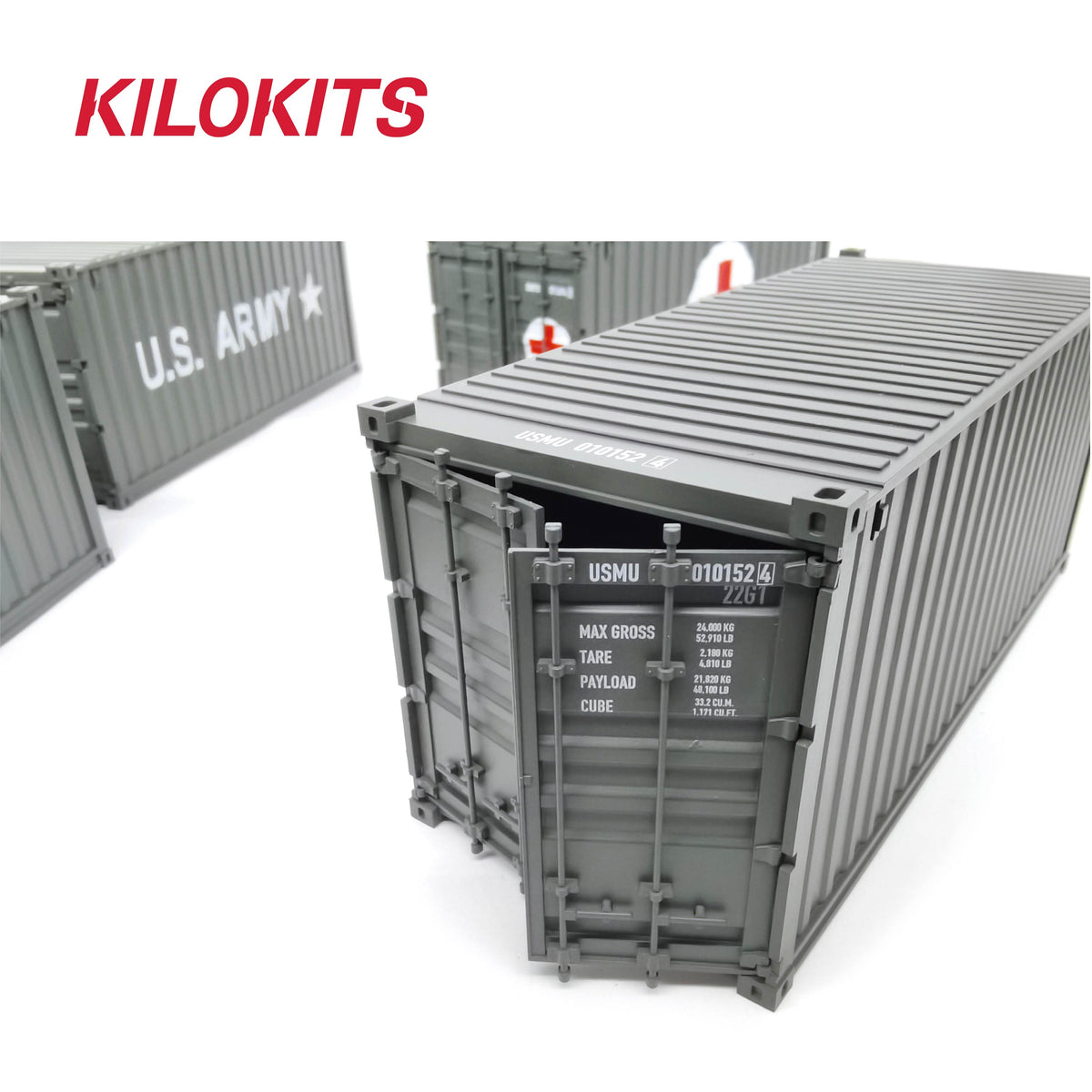 KILOKITS 1:35 20ft Container Model Kits Decorated Dark Green #5042A ...