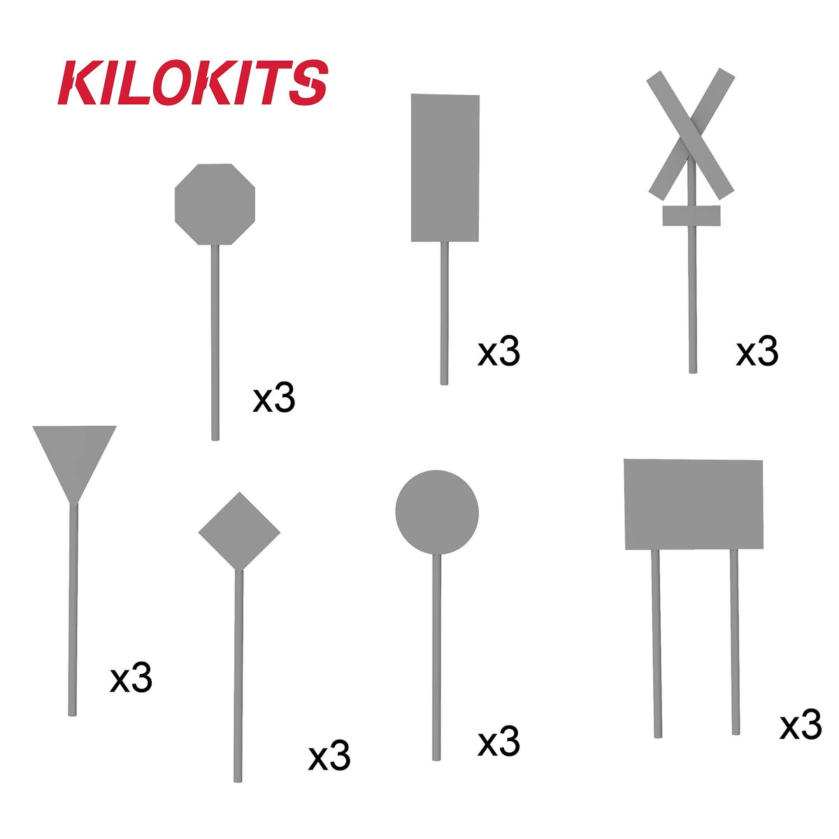 KILOKITS 1:35 Road Traffic Signs Sets Model Kits #7018A – KiloKits Mini ...